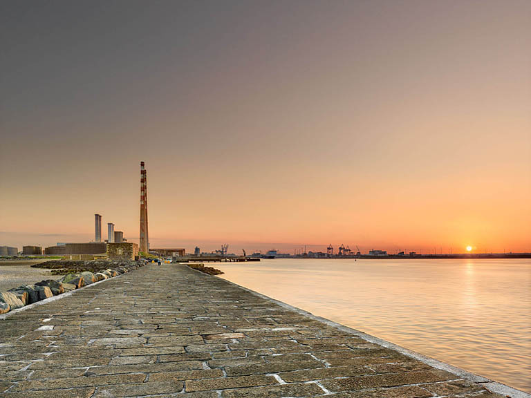 Poolbeg Photos: Peaceful sunset photo of Dublin on the South Wall Pier.